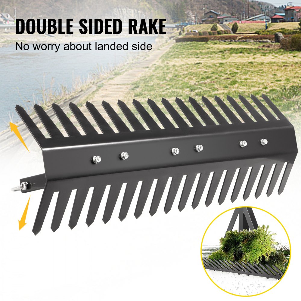 VEVOR Pond Rake, 16 inch Aquatic Weed Rake, Double Sided Lake Weed ...