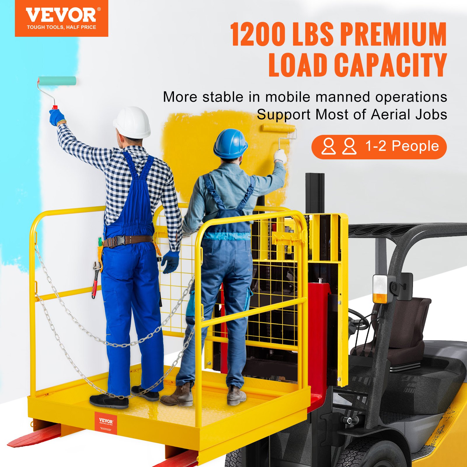 VEVOR Forklift Safety Cage Work Platform 36X36in 1200lbs Foldable for ...