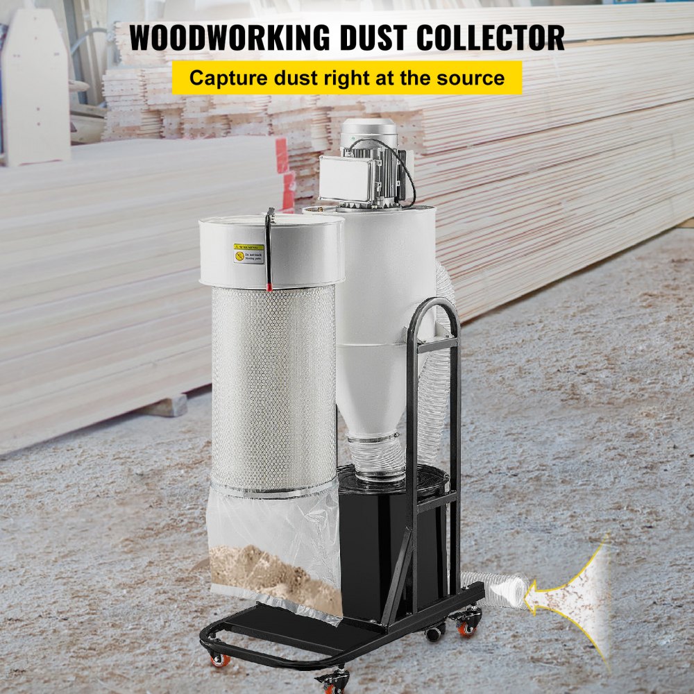 VEVOR Cyclone Dust Collector Woodworking Dust Collector 2HP 220V Heavy ...