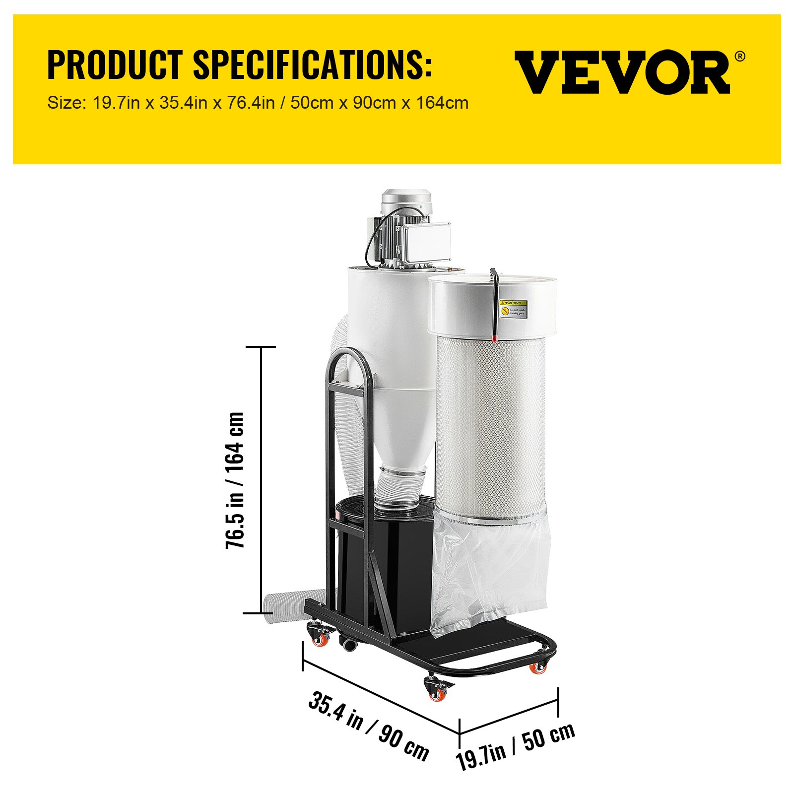 VEVOR Cyclone Dust Collector Woodworking Dust Collector 2HP 220V Heavy ...