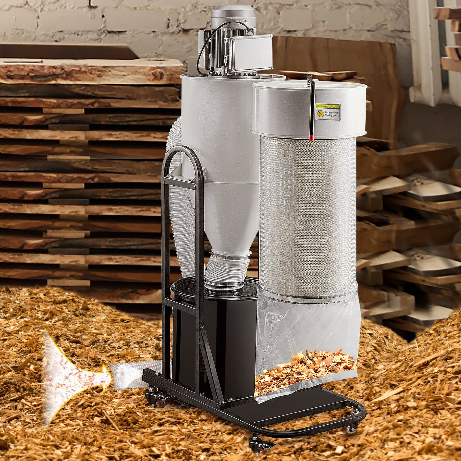 VEVOR Cyclone Dust Collector Woodworking Dust Collector 2HP 220V Heavy ...