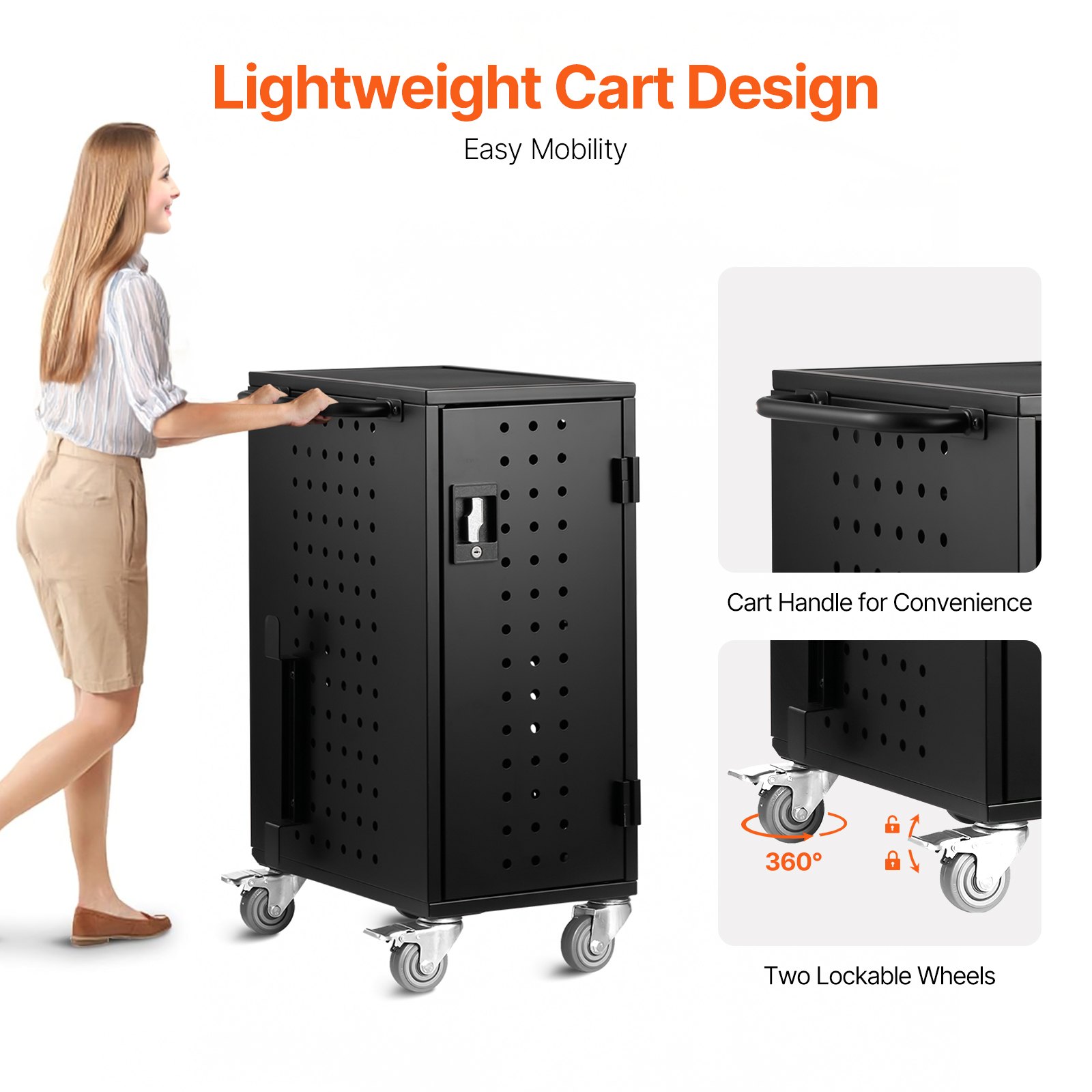 VEVOR Charging Cart, 16 Device Mobile Charging Station, Up to 15.6 in ...