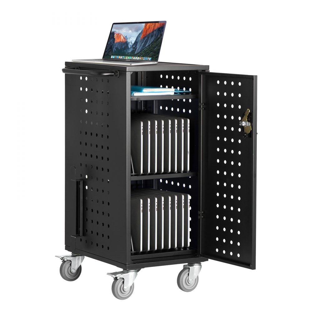 VEVOR Laptop Cart, 20 Device Mobile Charging Cart, Up to 15.6 in Screen ...