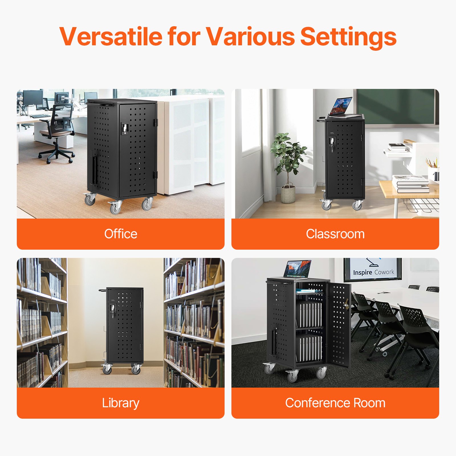 VEVOR Chromebook Cart – Mobile Charging Cart for 20 Devices