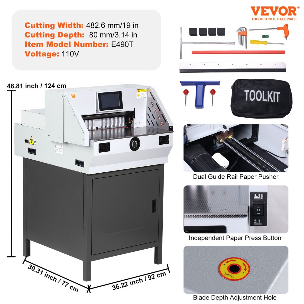 VEVOR Electric Paper Cutter, Heavy Duty Paper Trimmer 19" /482.6mm ...