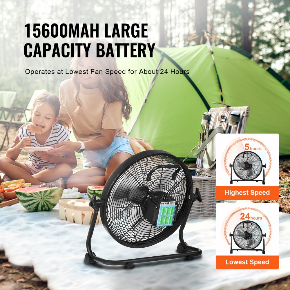 VEVOR Cordless Fan 12 in, Portable Quiet Personal Fan for Home or ...