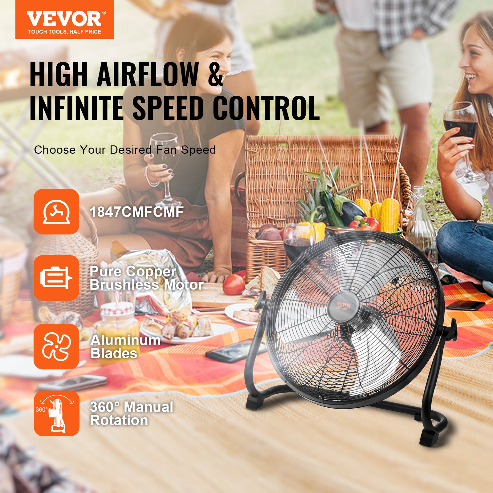 VEVOR Cordless Fan 16 in, Portable Quiet Personal Fan for Home or ...