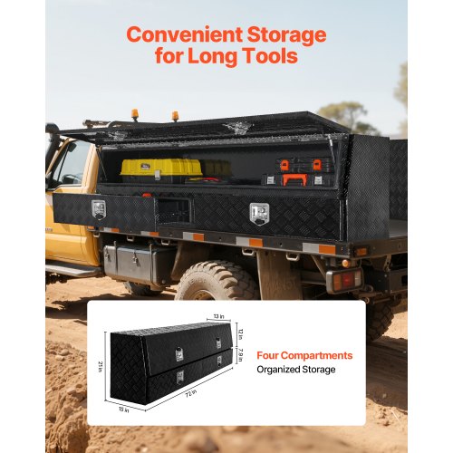 Contractor Truck Tool Box Black Aluminum 72 x 21 x 13 in with Lower ...