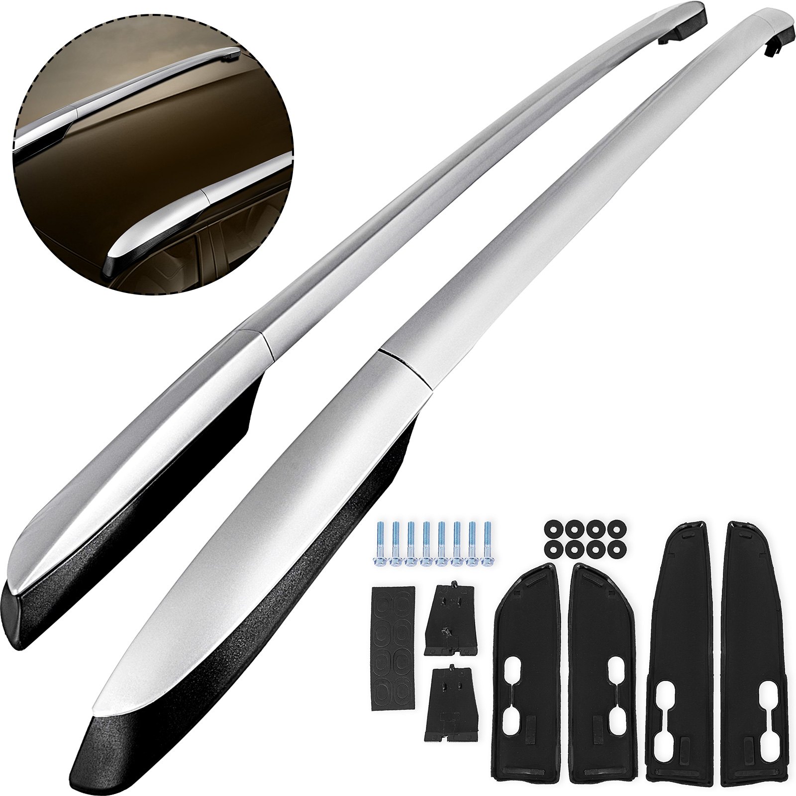 2013-2018 Silver Aluminum OE Style Roof Rack Rail Bar Pair Fits Toyota ...