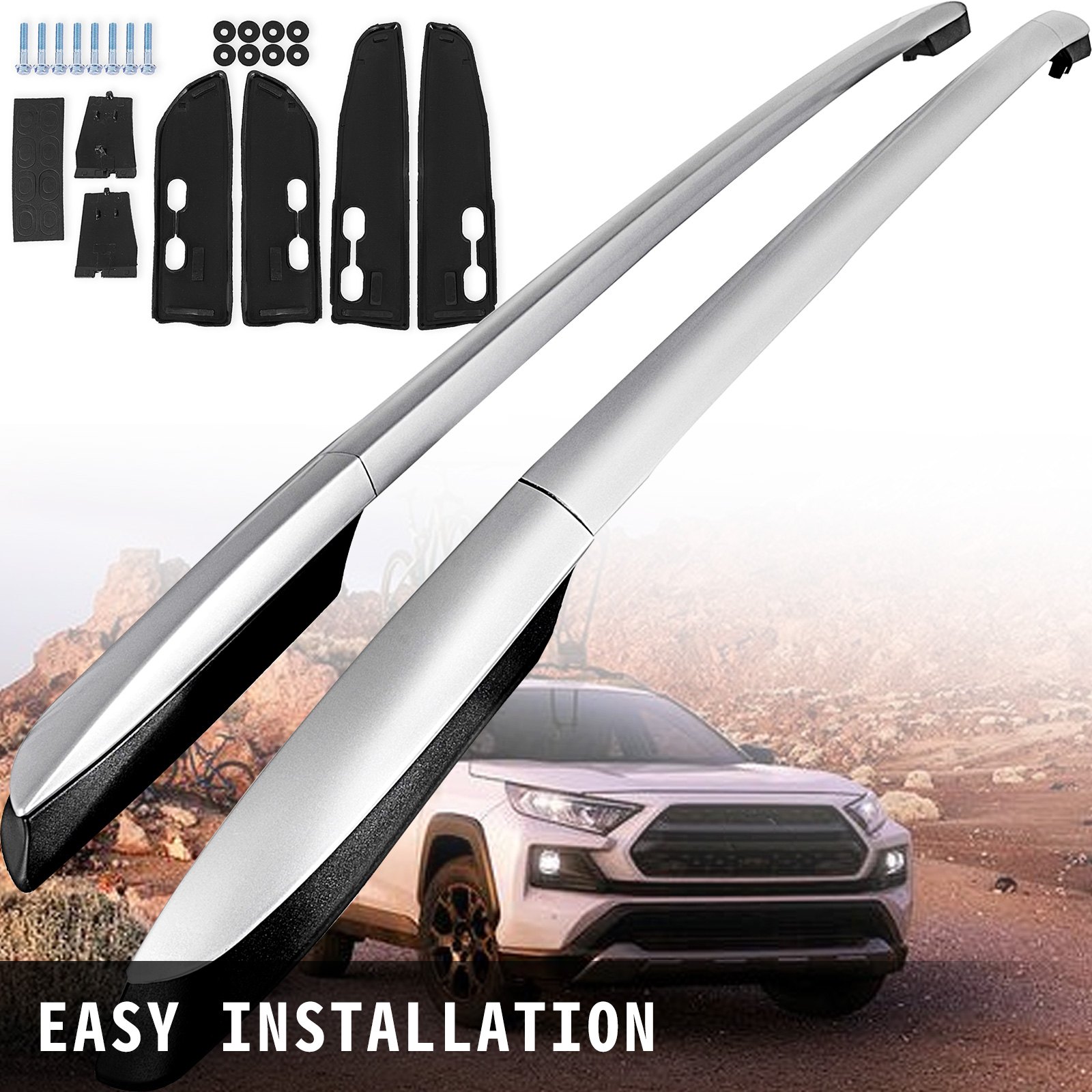 2013-2018 Silver Aluminum OE Style Roof Rack Rail Bar Pair Fits Toyota ...