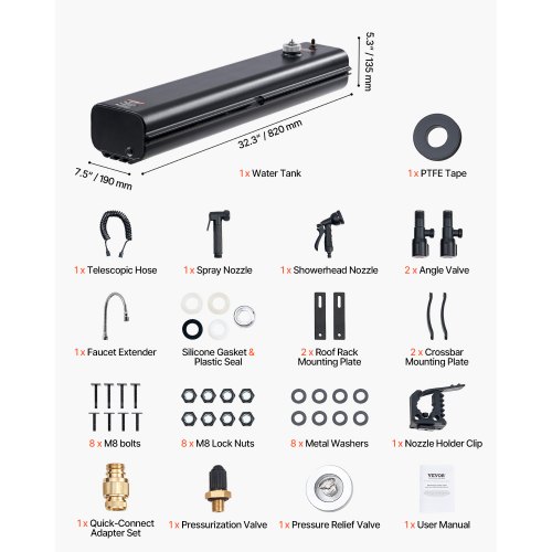 VEVOR 4 Gal Roof Rack Water Tank Portable Water Tank with Splash-Guard ...