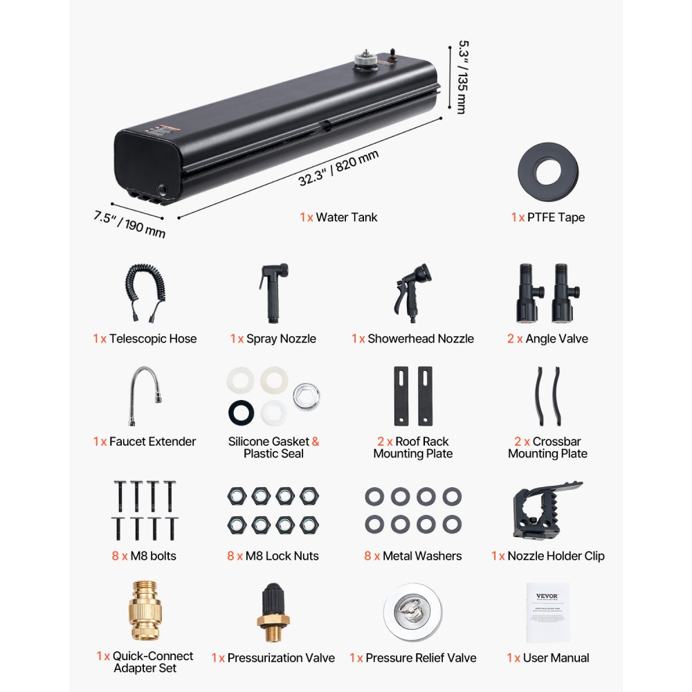 4 Gal Roof Rack Water Tank Portable Water Tank with Splash-Guard Panel ...