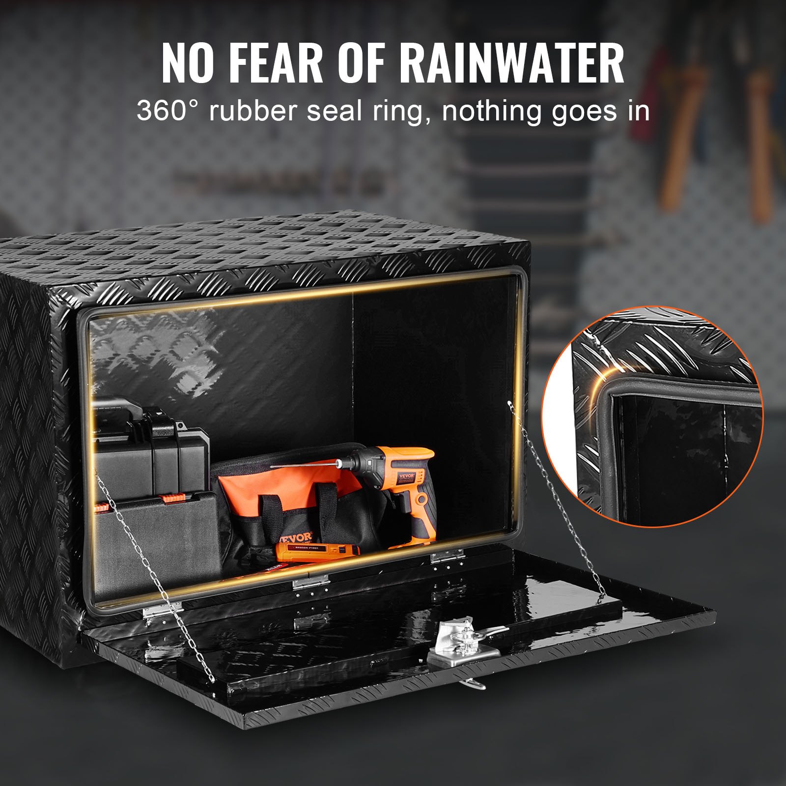 VEVOR Underbody Aluminum Truck Tool Box 36" x 24" x 24" Trailer RV Tool ...