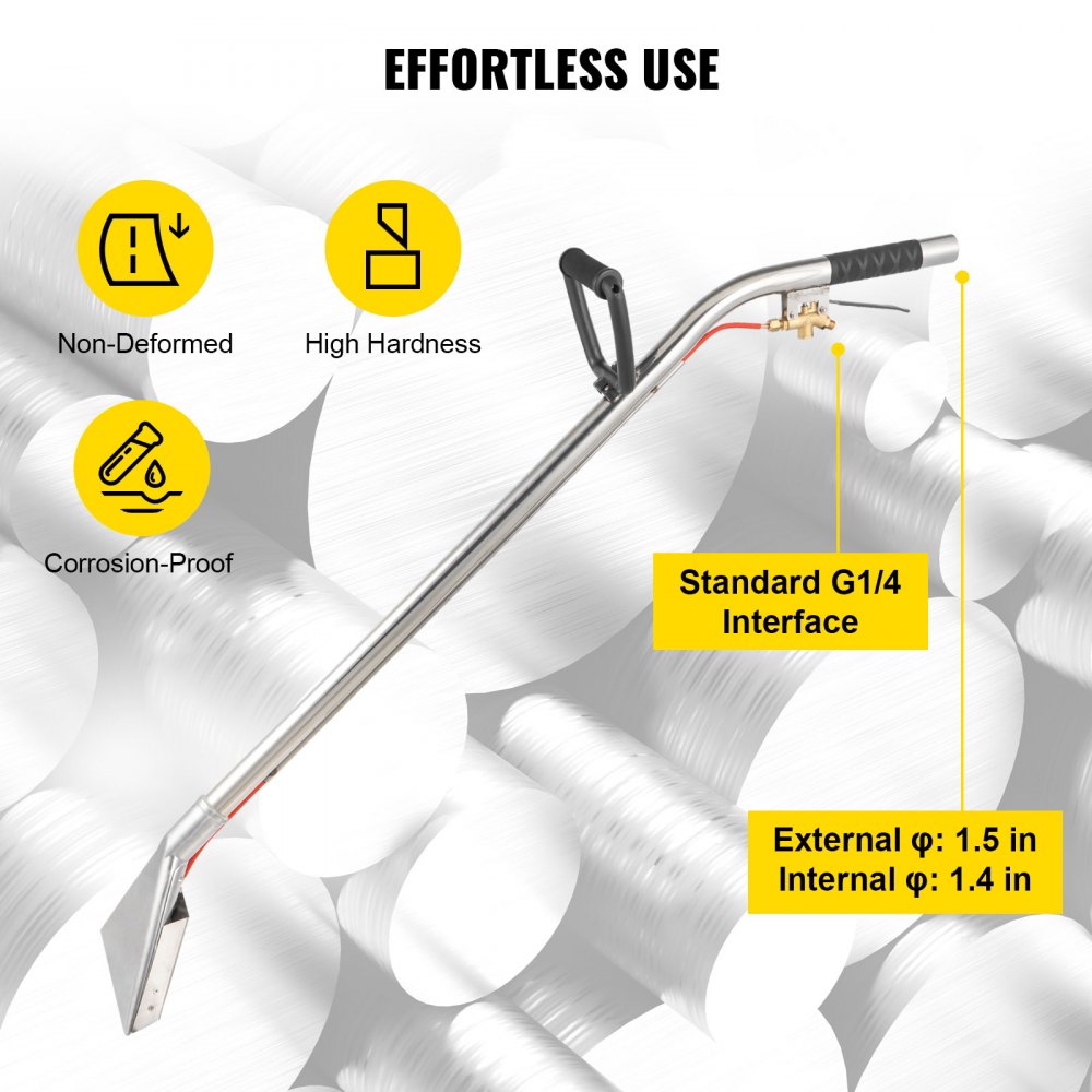 VEVOR Extractor Wand, 12" 2-Jet Upholstery Wand, Stainless Steel Carpet ...