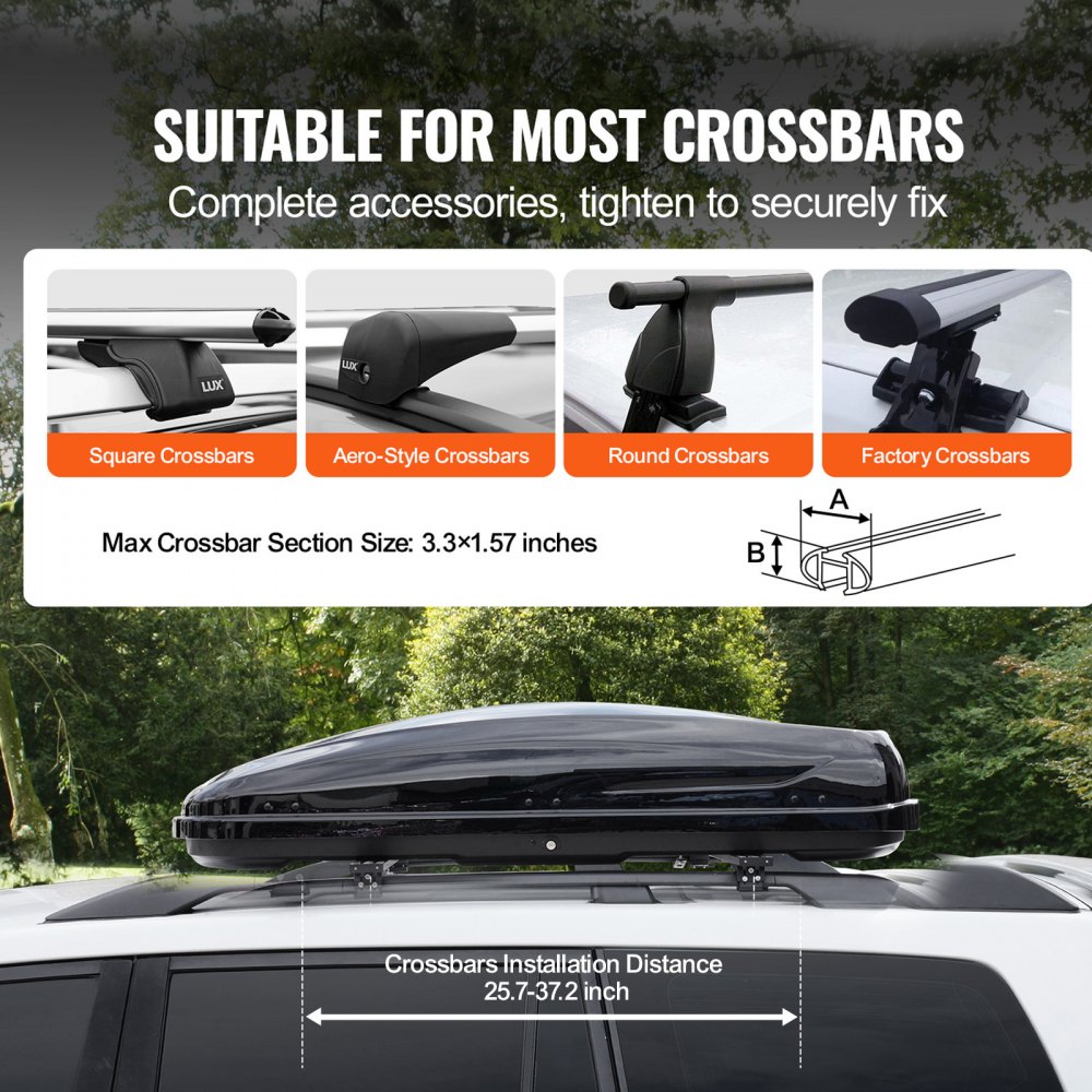VEVOR Rooftop Cargo Carrier - 14 Cu. Ft, 165 Lbs, Dual Locks