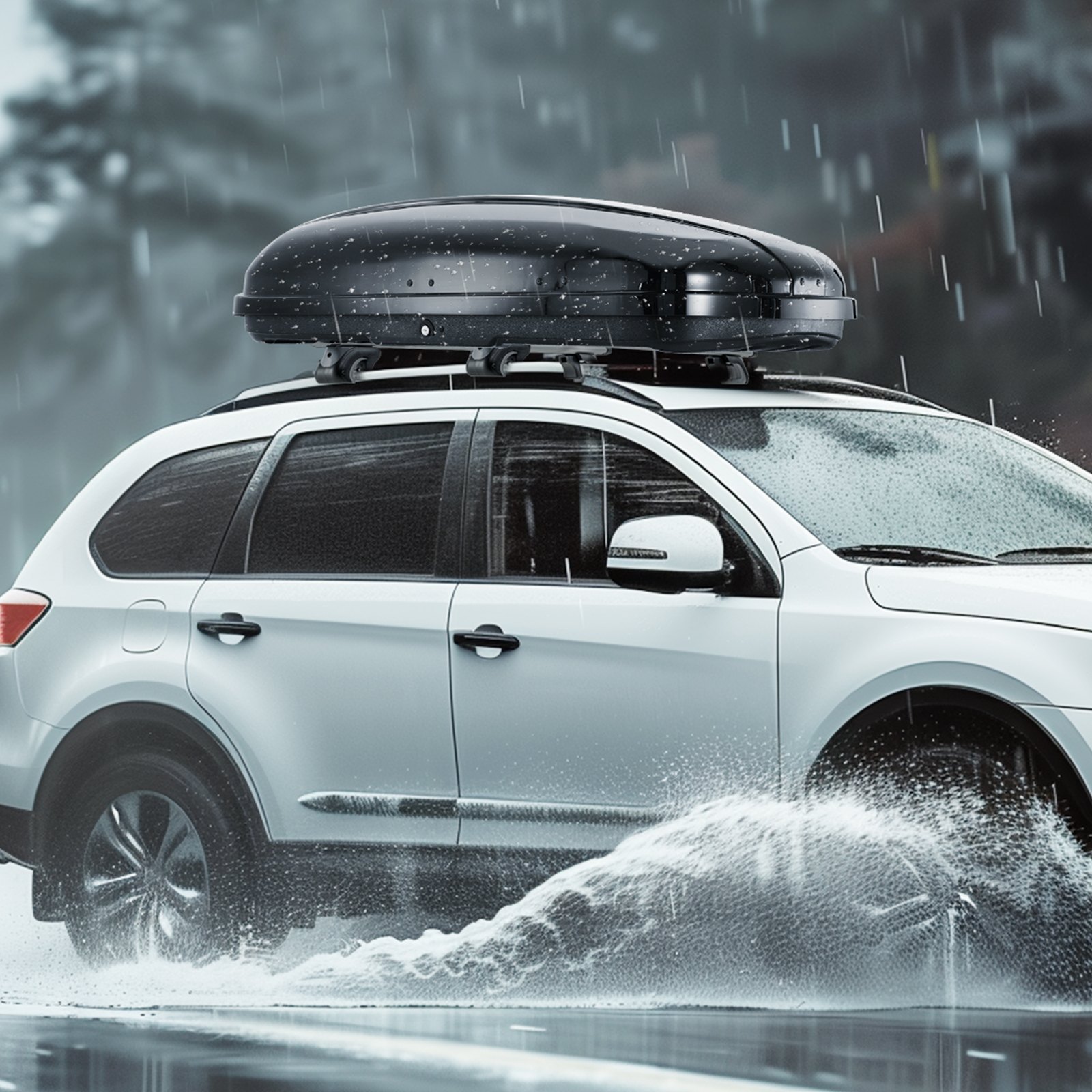 VEVOR Rooftop Cargo Carrier, 14 Cubic Feet Roof Cargo Box, ABS Hard ...