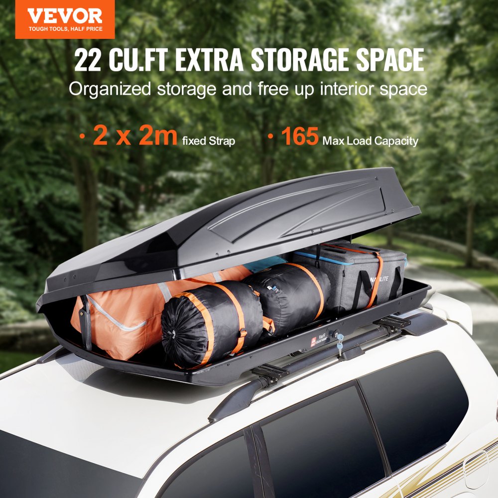 VEVOR Rooftop Cargo Carrier 22 Cubic Feet Luggage Storage Box ABS for ...