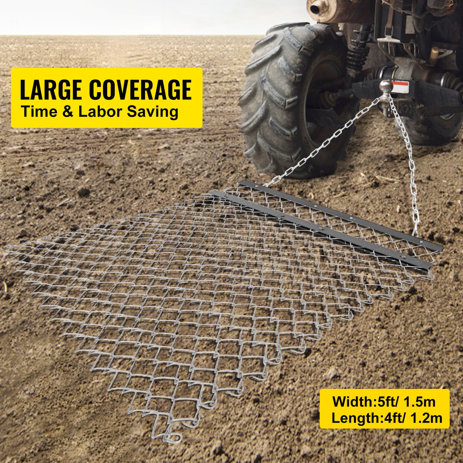 VEVOR 4' x 5' ATV Chain, UTV Tractor Attachments Drag Mat for Landscape ...