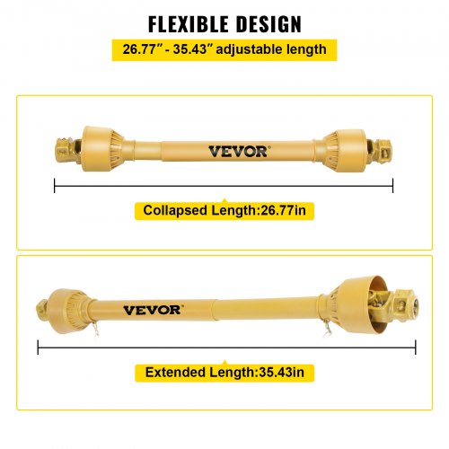 VEVOR PTO Shaft, 1-3/8" PTO Drive Shaft, 6 Spline Tractor and Implement ...