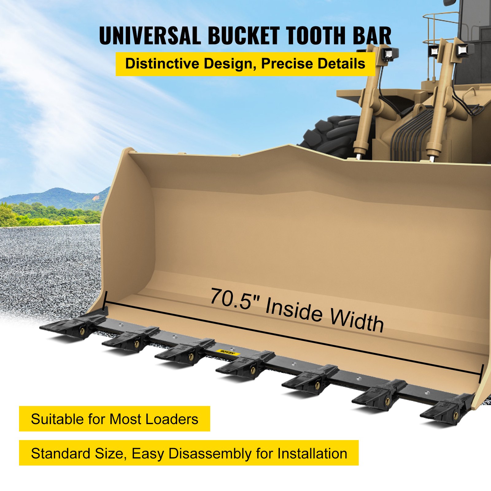 VEVOR Bucket Tooth Bar 72'' Inside Bucket Width Tractor Bucket Teeth 9. ...