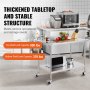 VEVOR Stainless Steel Work Table 30 x 48 x 38 Inch, with 4 Wheels, 3 ...