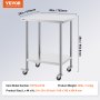VEVOR Stainless Steel Work Table 24 x 30 x 38 Inch, with 4 Wheels, 3 ...