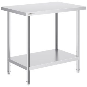 VEVOR Stainless Steel Prep Table, 24 x 36 x 34 Inch, Heavy Duty Metal ...