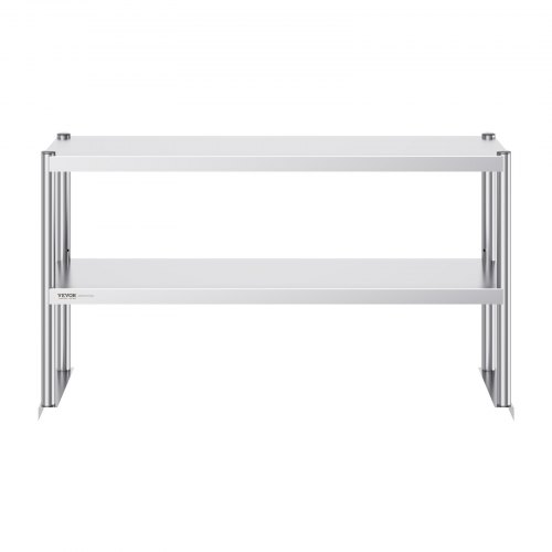 VEVOR Double Overshelf, Double Tier Stainless Steel Overshelf, 12 x 48 ...
