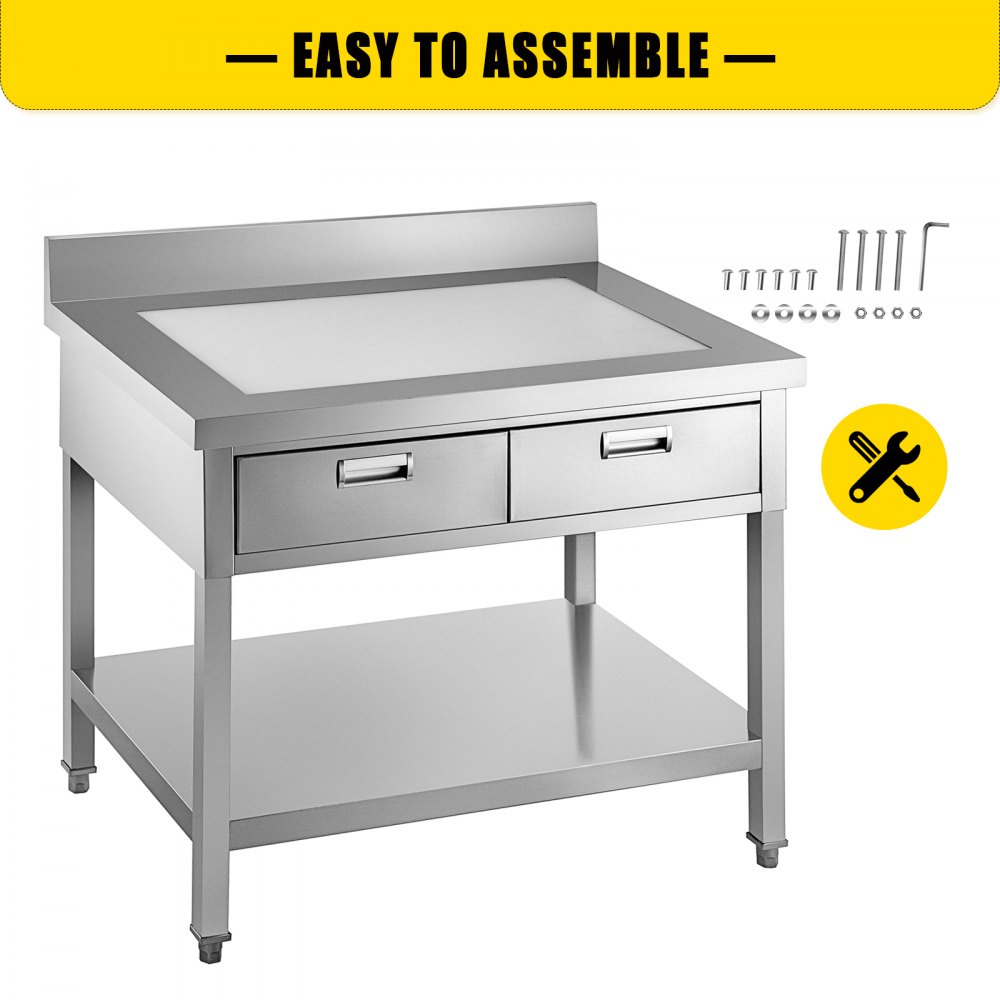 VEVOR Commercial Worktable Workstation 24 x 36 Inch Commercial Food ...