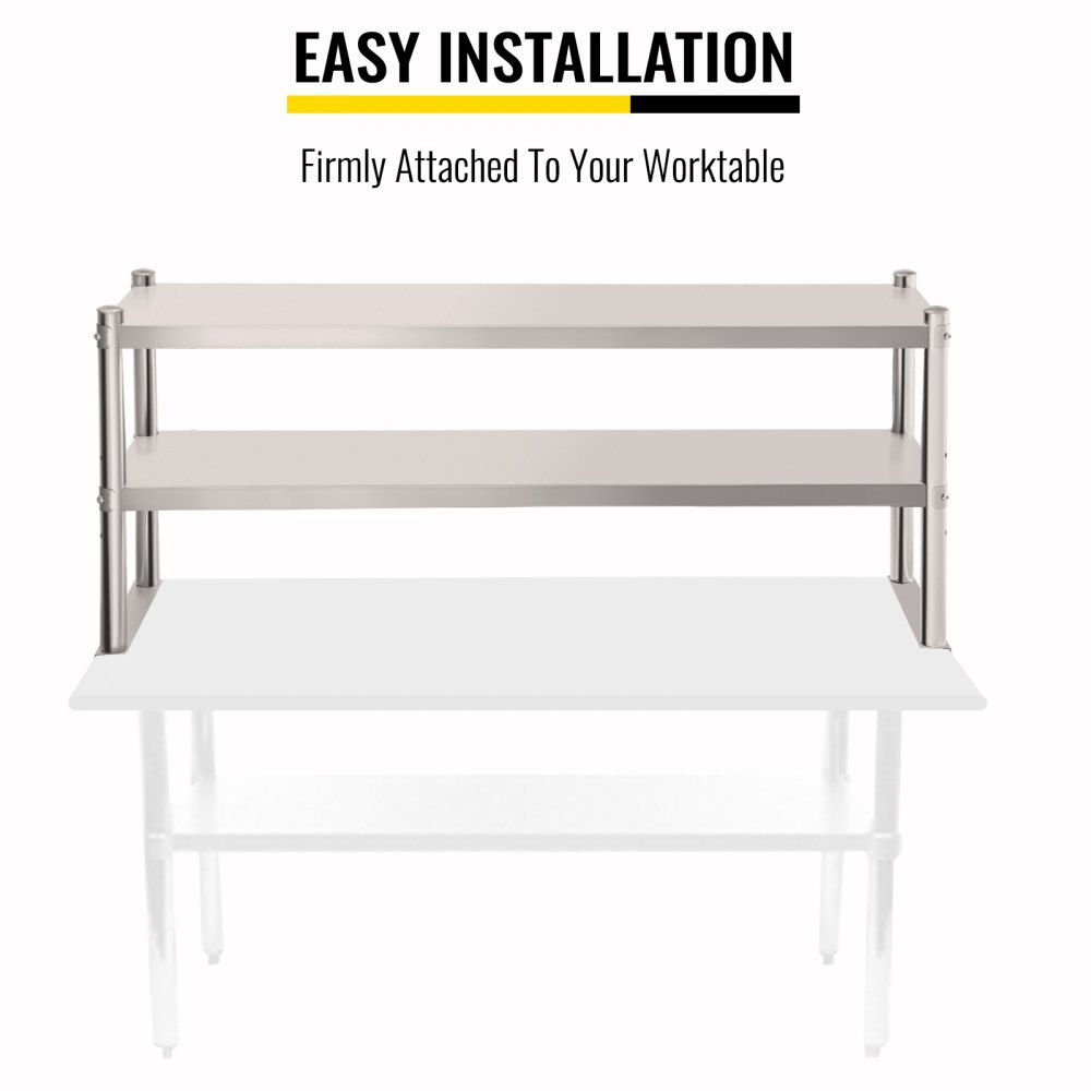 VEVOR Double Overshelf, Double Tier Stainless Steel Overshelf, 36 in ...