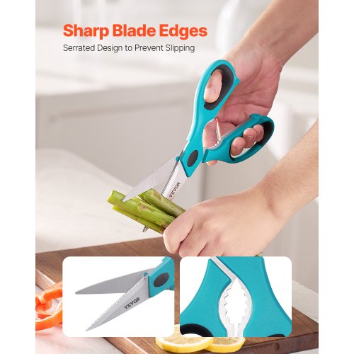 Kitchen Scissors 2 Pack Stainless Steel Kitchen Cooking Shears Cyan ...