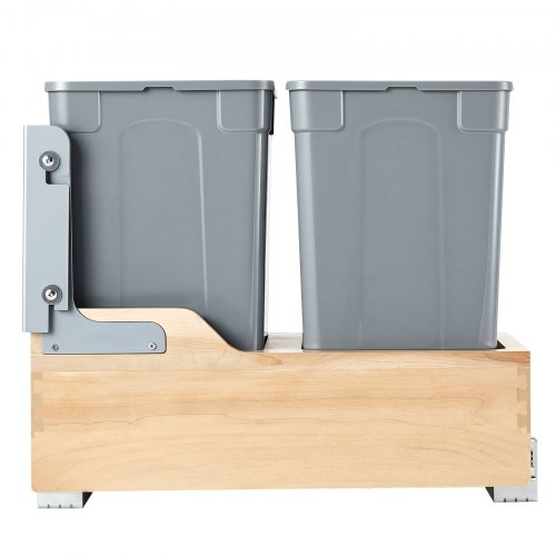 Double 35QTx2 Pullout Waste Container Under Cabinet Kitchen Bin Trash ...