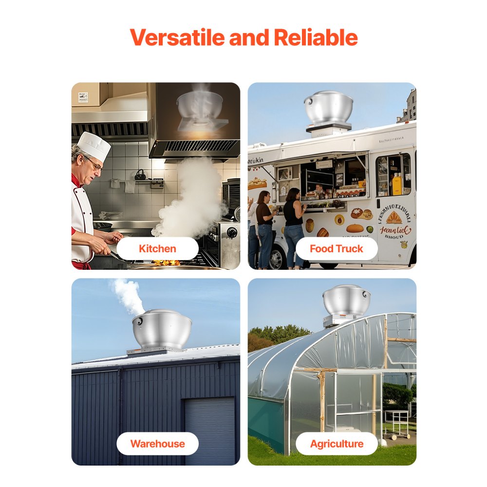 VEVOR Commercial Kitchen Exhaust Fan, 2109 CFM Restaurant Canopy Hood ...