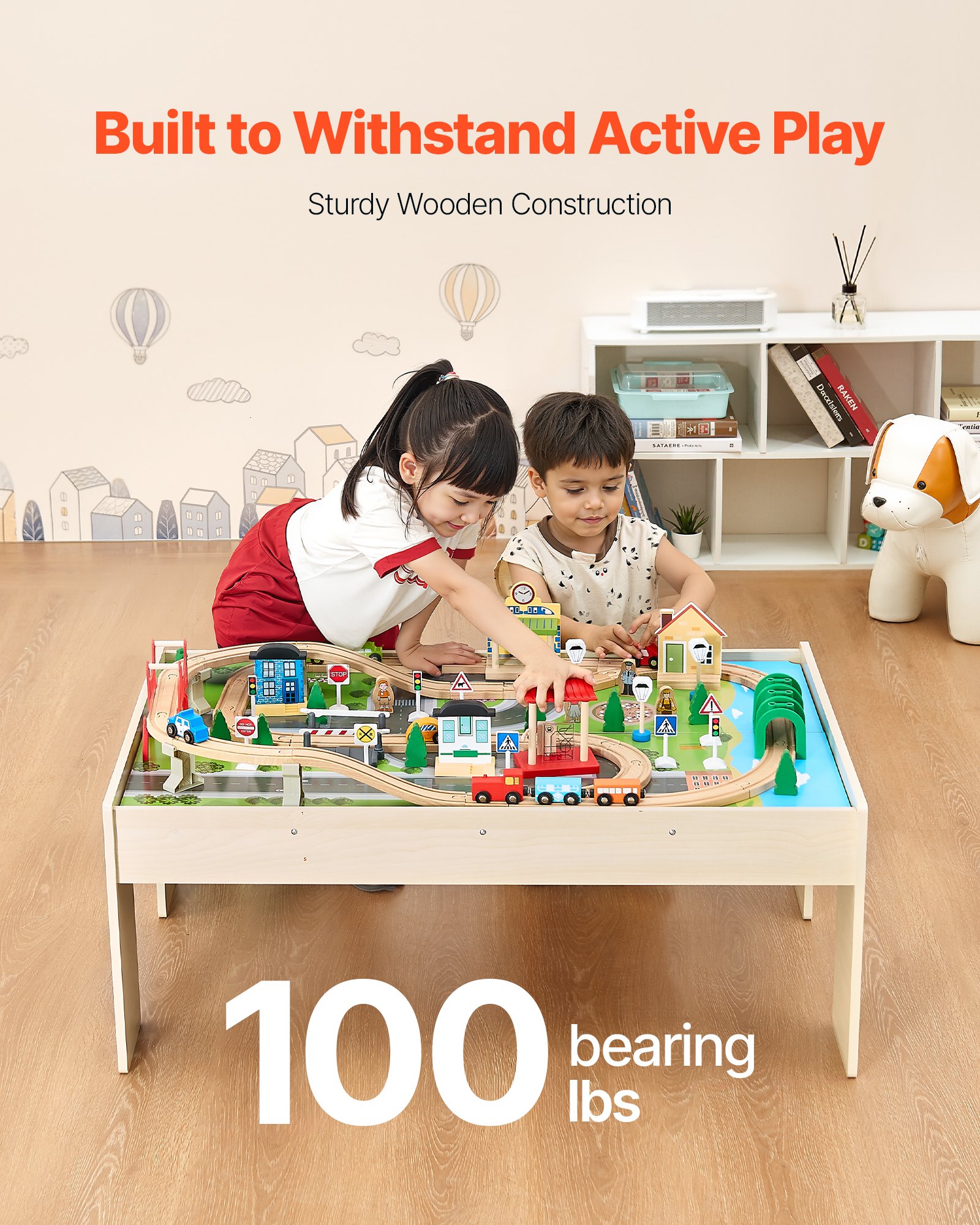 VEVOR Train Table Set — Wooden 84-PCS Kids Fun and Learning