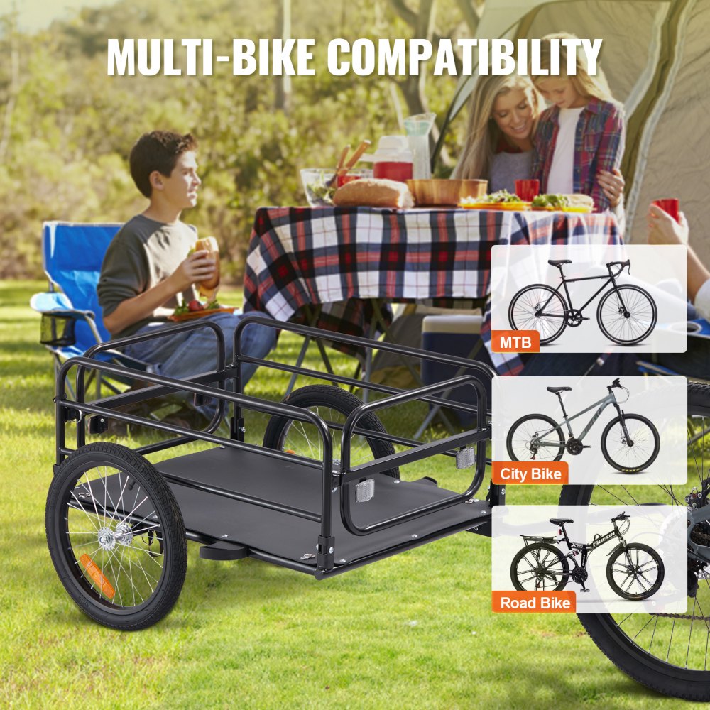 VEVOR Bike Cargo Trailer, 160 lbs Load Capacity, Heavy-Duty Bicycle ...