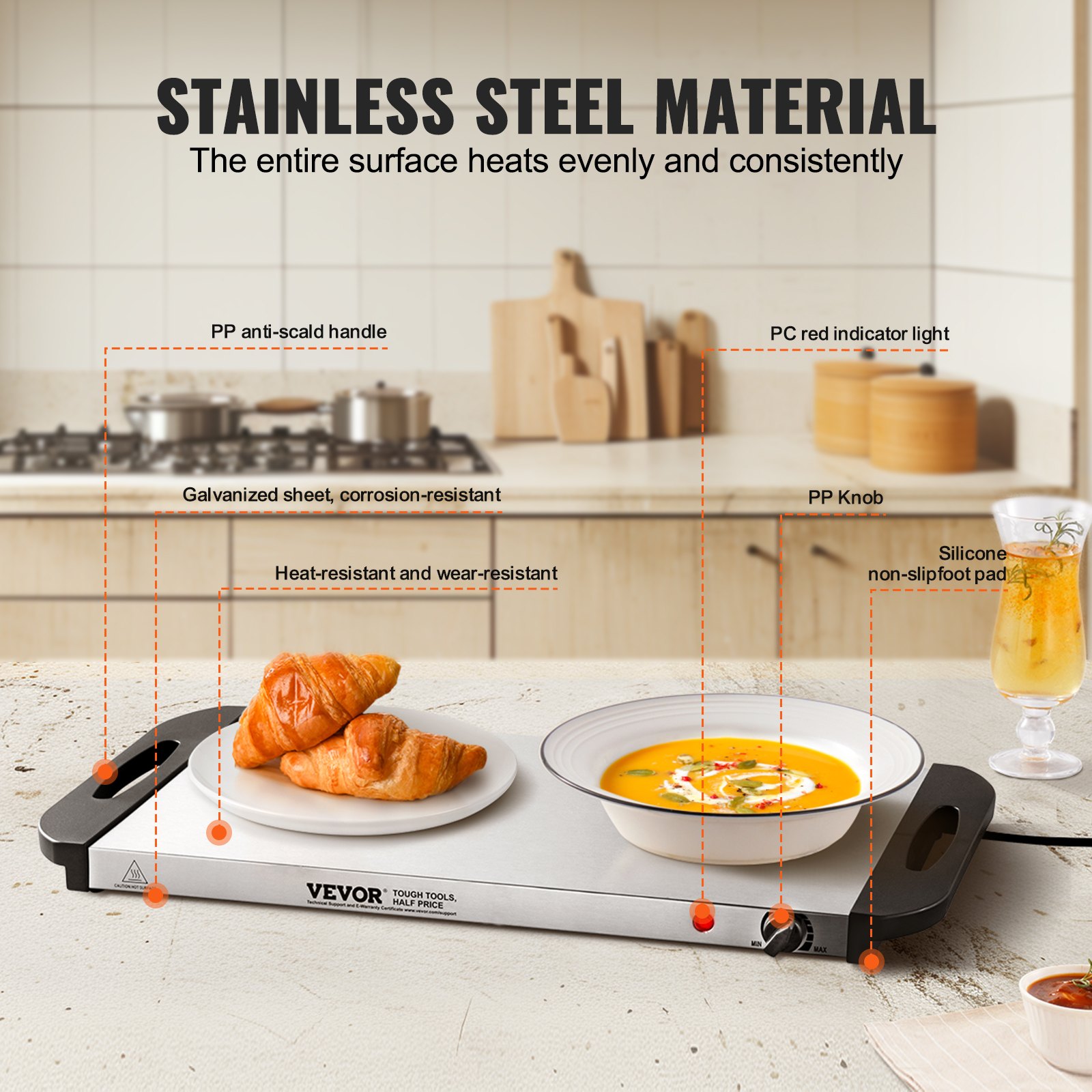 VEVOR Electric Warming Tray Buffet Food Warming w/ Temp Control ...