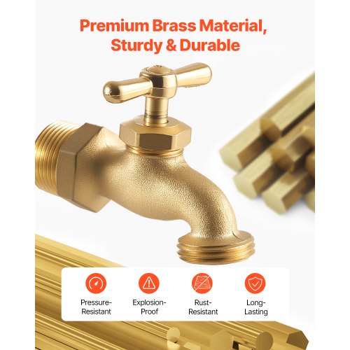 Hose Bibb 3/4" MIP x 3/4" MHT Connection Brass Outdoor Water Faucet ...