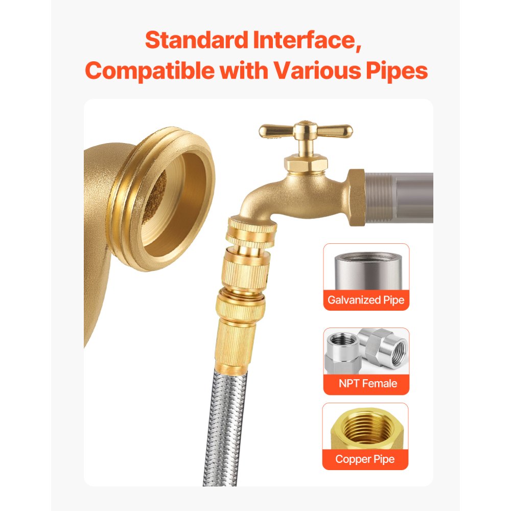 VEVOR Hose Bibb, 3/4" MIP x 3/4" MHT Connection, Multi-Turn Garden ...