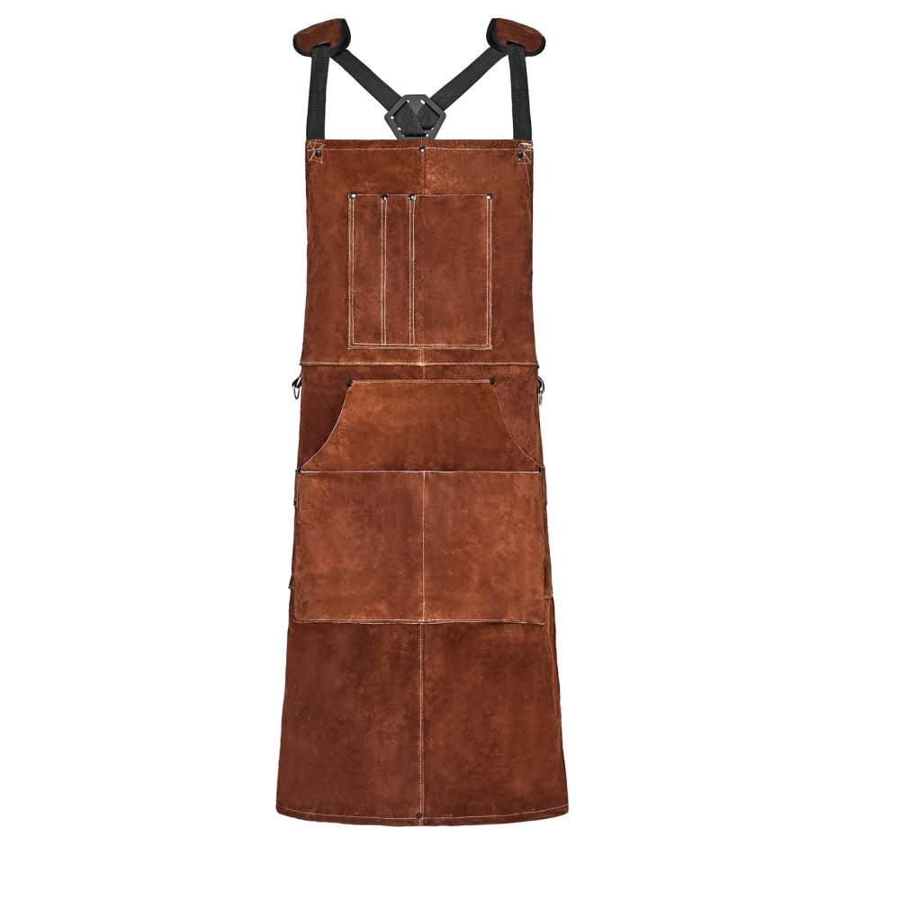 VEVOR Leather Welding Work Apron, Heavy Duty Cowhide Flame Resistant ...