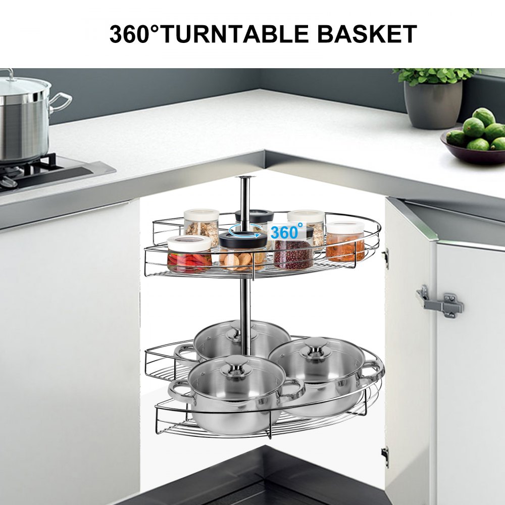 VEVOR Kidney Shaped Chrome Corner Organizer 28" Diameter Kitchen ...