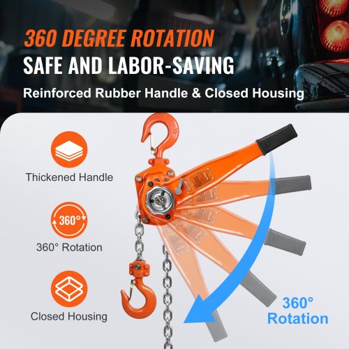 VEVOR Manual Lever Chain Hoist, 1-1/2 Ton 3300 lbs Capacity 20 FT Come ...