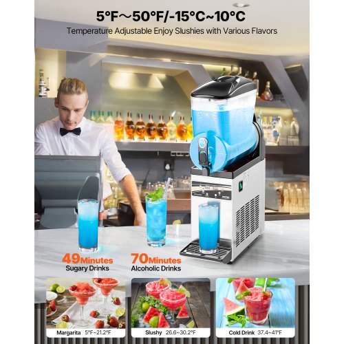 Commercial Slushy Machine 15L Margarita Smoothie Frozen Drink Slushie Maker | VEVOR US