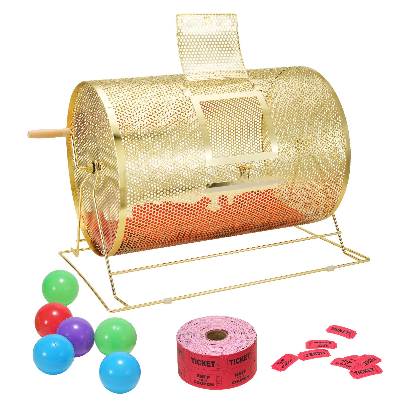 VEVOR Raffle Drum,Holds 10000 Tickets or 300 Ping Pong Balls, Metal ...