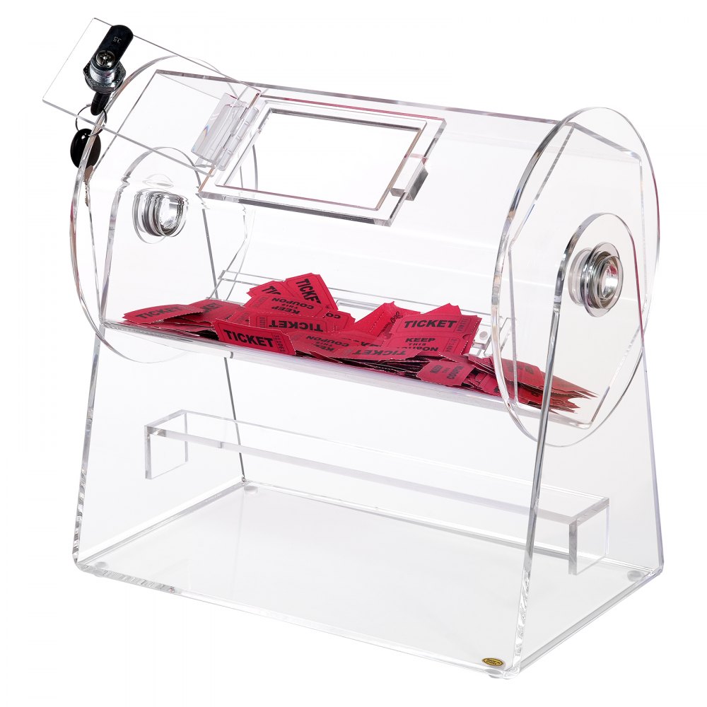 VEVOR Acrylic Raffle Drum, Professional Raffle Ticket Spinning Cage ...