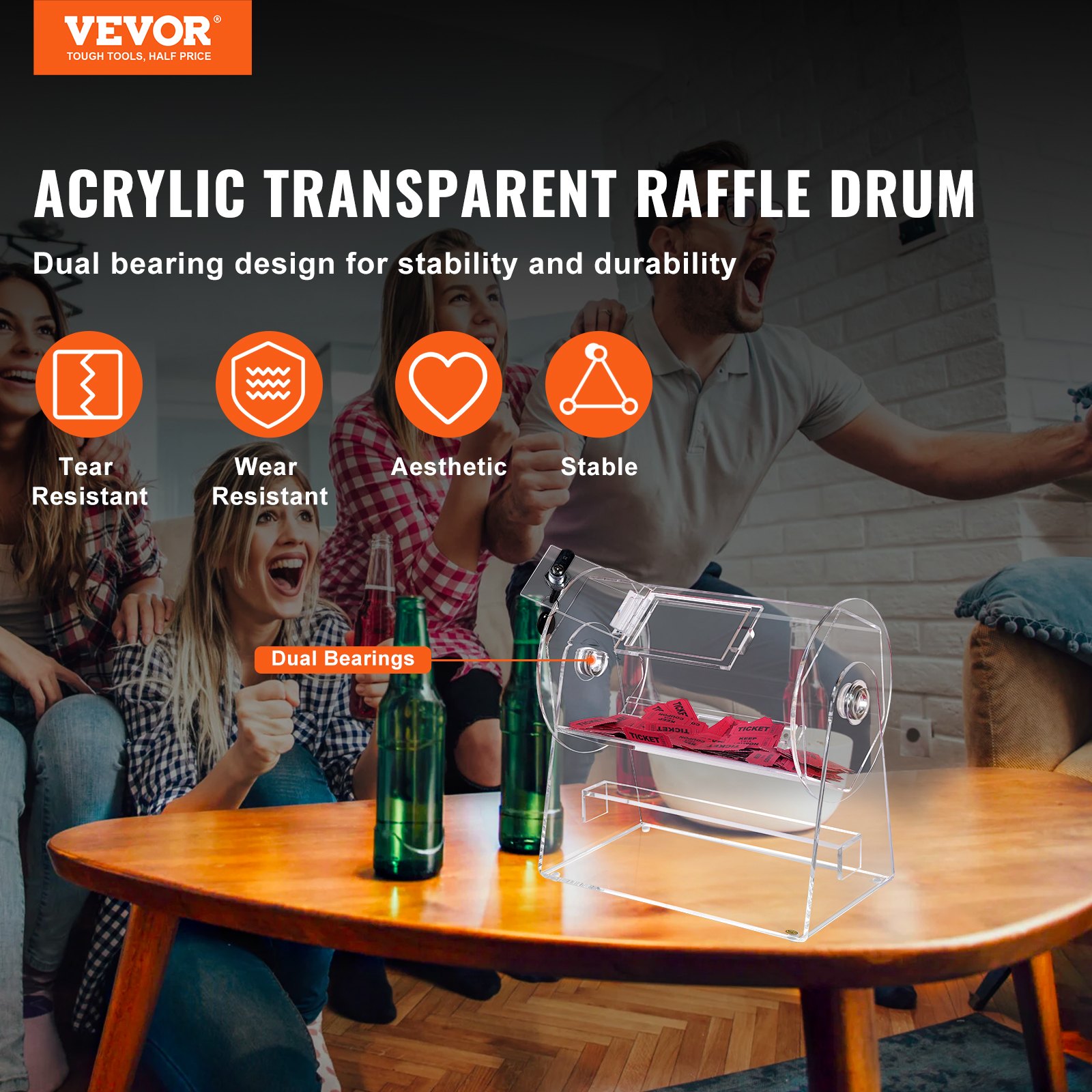 VEVOR Acrylic Raffle Drum, Professional Raffle Ticket Spinning Cage ...