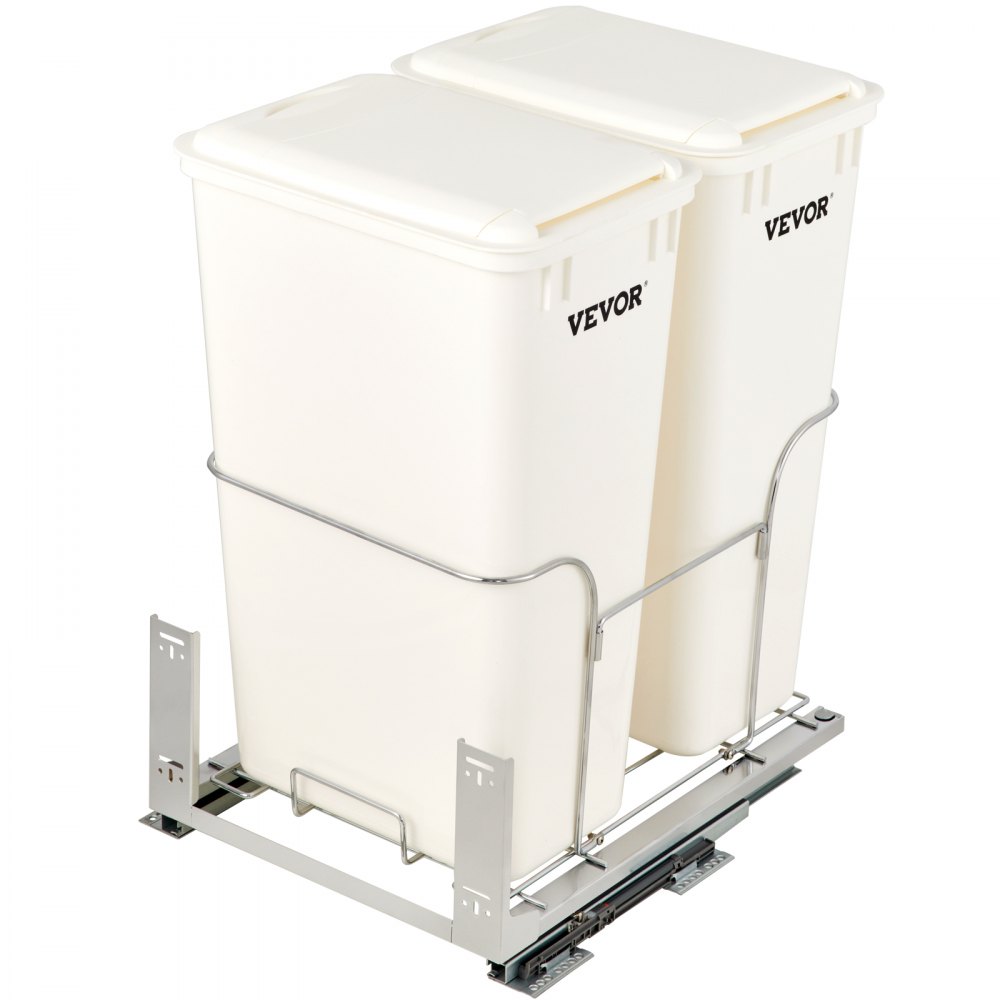 VEVOR Pull-Out Trash Can, 43Qt Double Bins, Under Mount Waste Container ...