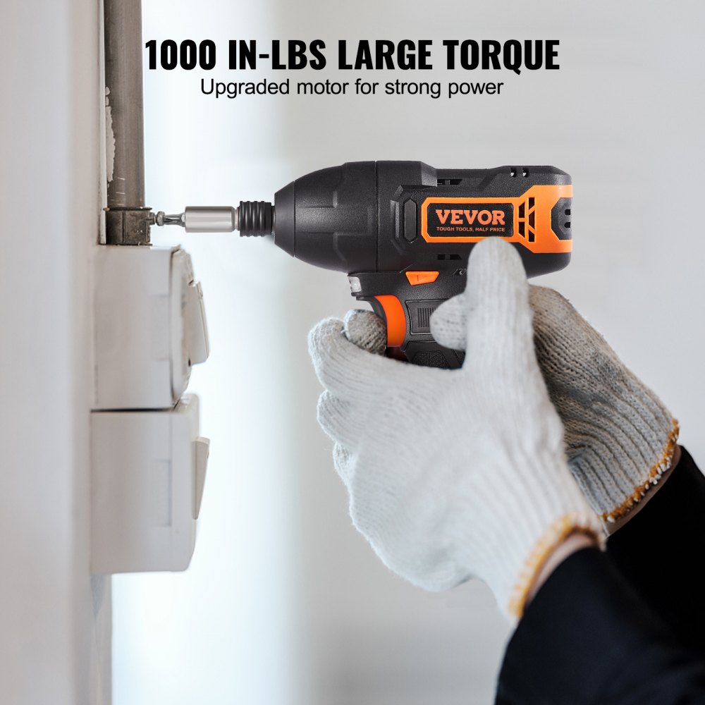 VEVOR Cordless Impact Driver, 12V 7Nm 1000in-lbs High Torque, Electric ...