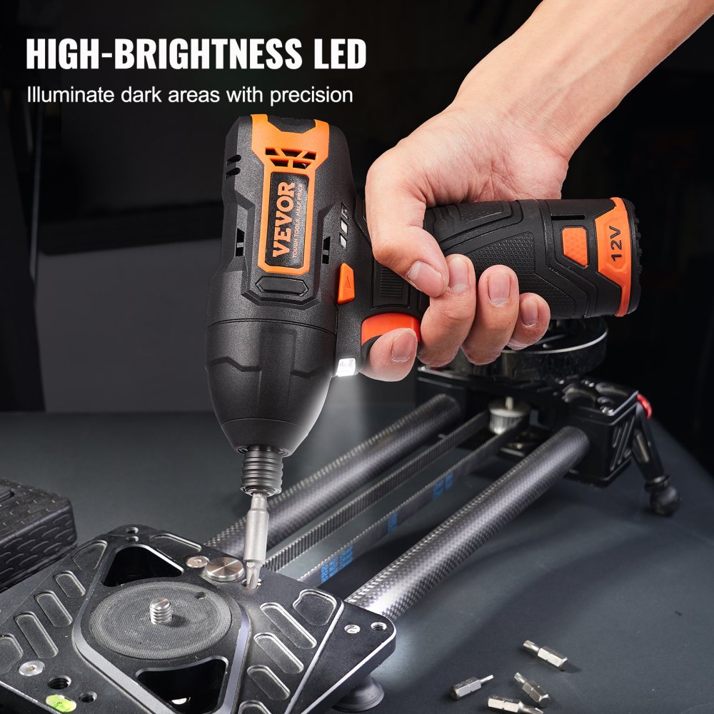 VEVOR Cordless Impact Driver, 12V 7Nm 1000in-lbs High Torque, Electric ...