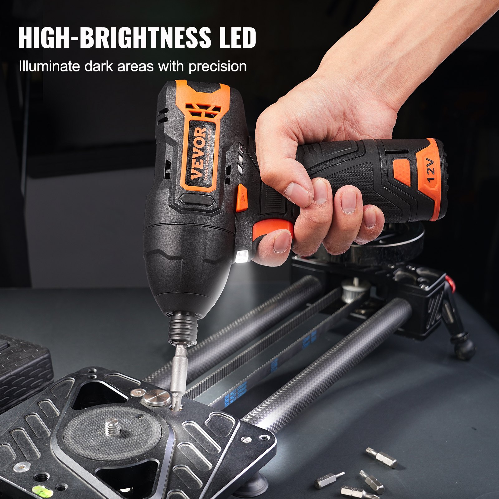 VEVOR Cordless Impact Driver, 12V 7Nm 1000in-lbs High Torque, Electric ...