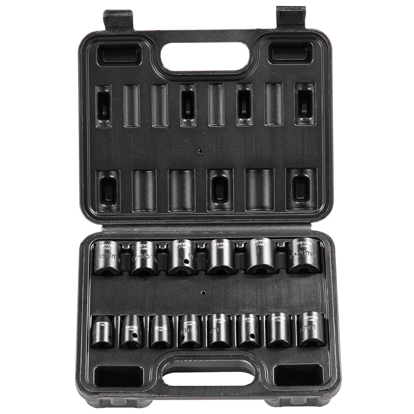 VEVOR Impact Sockets Set 14pcs 6-Point 3/8in Drive Bit Ratchet Tool Kit ...